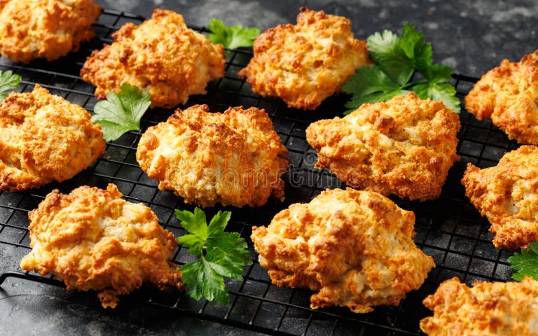 Homemade Cheddar Cheese Biscuits on a Cooling Rack Stock Photo - Image ...