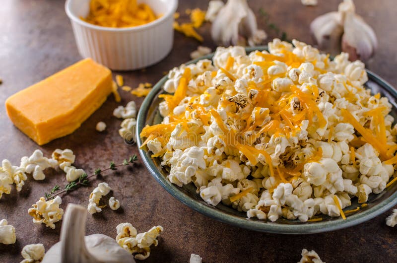 Homemade cheese popcorn stock image. Image of garlic - 85036223