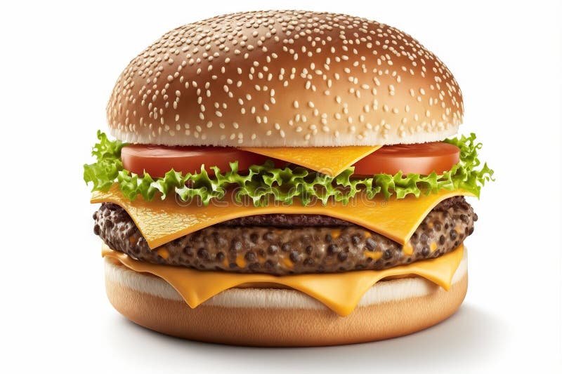 Homemade Cheeseburger with Cheese and Vegetables with Beef Burger on ...