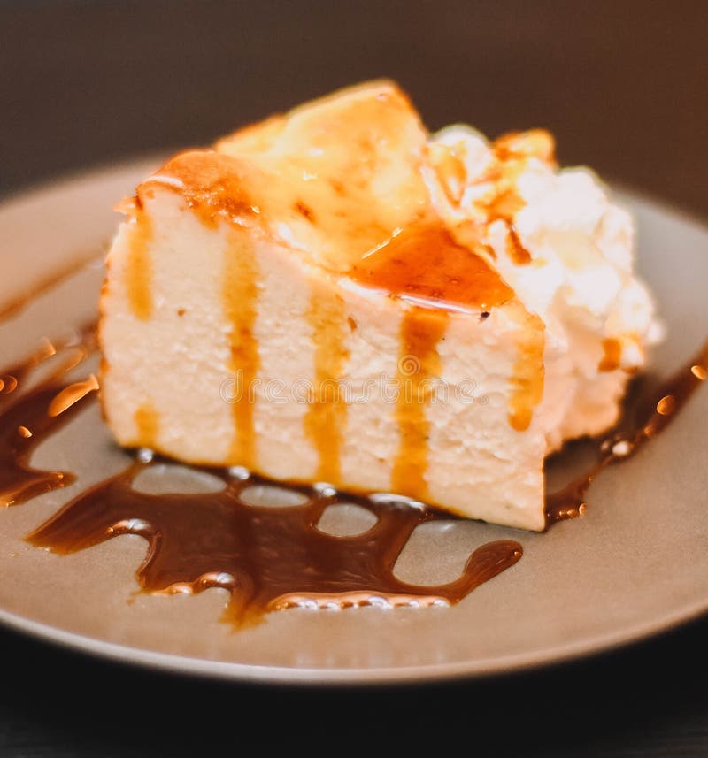 Homemade Cheesecake Dessert with Mango Syrup Stock Photo - Image of ...
