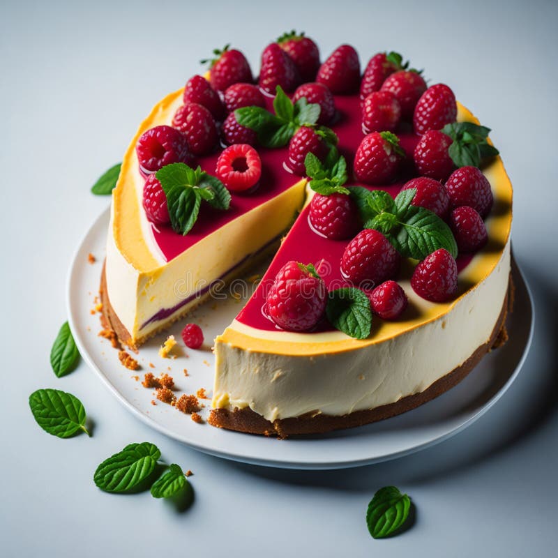Homemade Cheesecake with Fresh Raspberry Stock Illustration ...