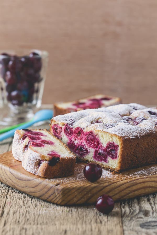 Homemade cherry cake stock image. Image of butter, homemade - 100573999