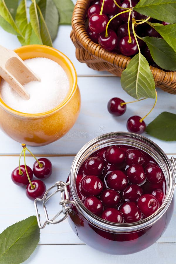 Homemade cherry compote stock photo. Image of preserved - 190125418