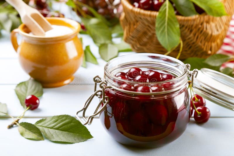 Homemade cherry compote stock image. Image of seasonal - 190125423