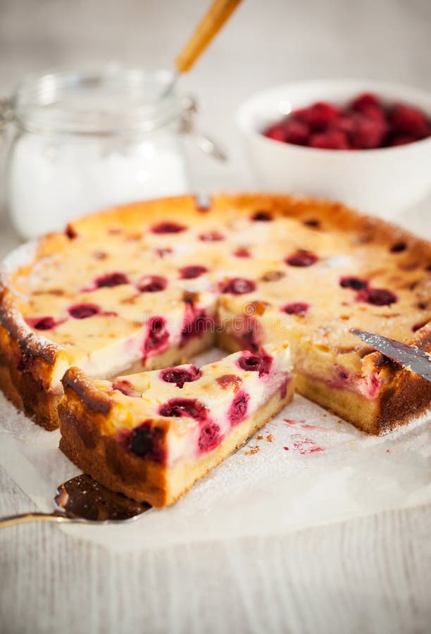 Homemade Cherry Creamcheese Pie Stock Photo - Image of berry, sieve ...
