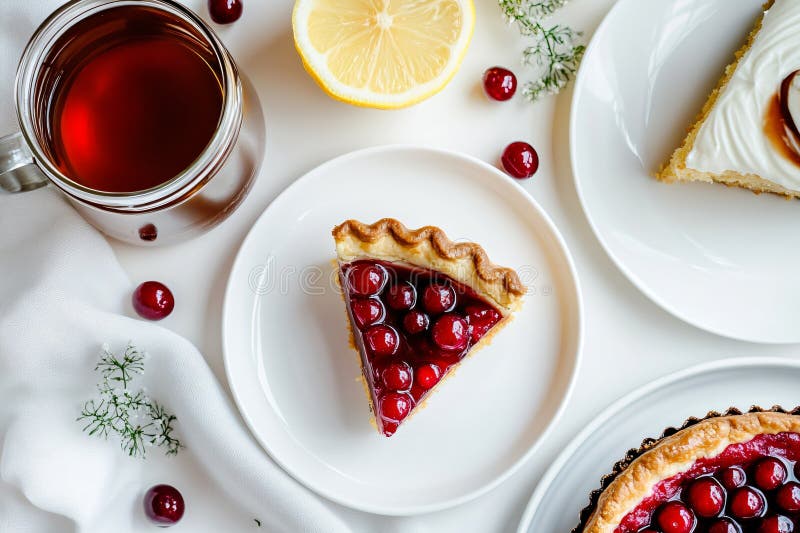Homemade Cherry and Raspberry Lattice Pie, Bright and Vibrant, Top View ...