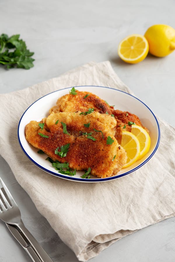 Homemade Chicken Cutlets on a Plate, Side View Stock Photo - Image of ...