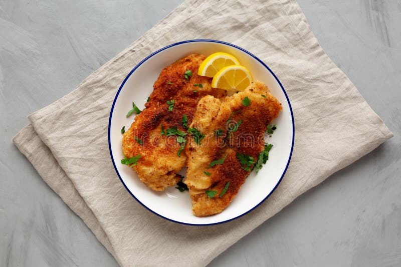 Homemade Chicken Cutlets on a Plate, Top View. Flat Lay, Overhead, from ...