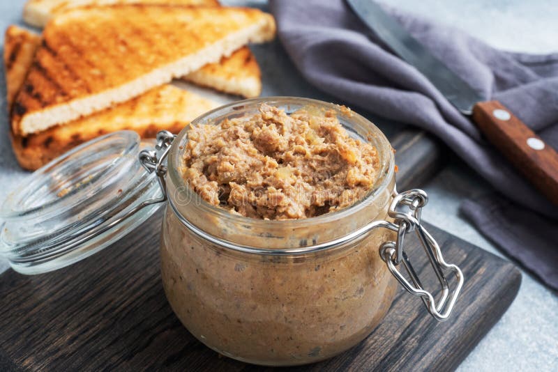 Homemade Chicken Liver Pate in a Glass Jar Stock Image - Image of ...