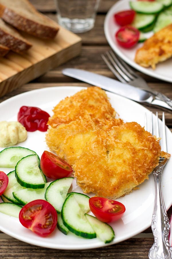 Homemade Chicken Nuggets with Cheese and Bread Crumbs Stock Photo ...