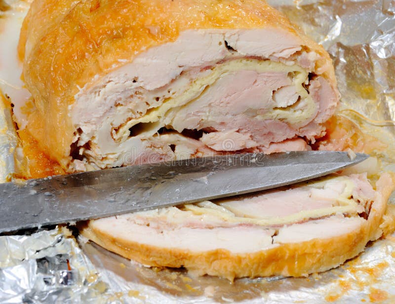 Homemade Chicken Roll with Bacon and Eggs Stock Image - Image of sauce ...