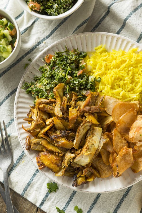 Homemade Chicken Shawarma Plate Stock Photo - Image of grilled ...