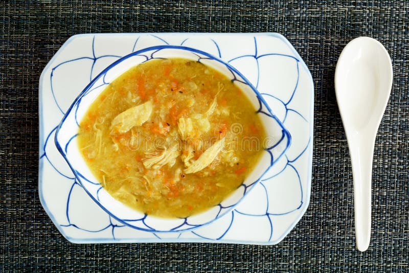 Homemade Chicken Vegetable Soup Stock Photo - Image of blue, food ...