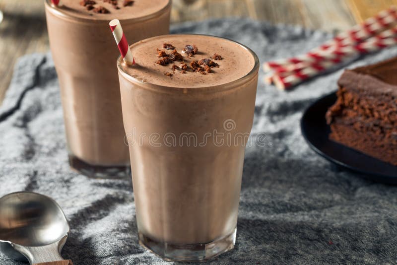 Homemade Chocolate Cake Milkshake Stock Photo - Image of shake, fresh ...