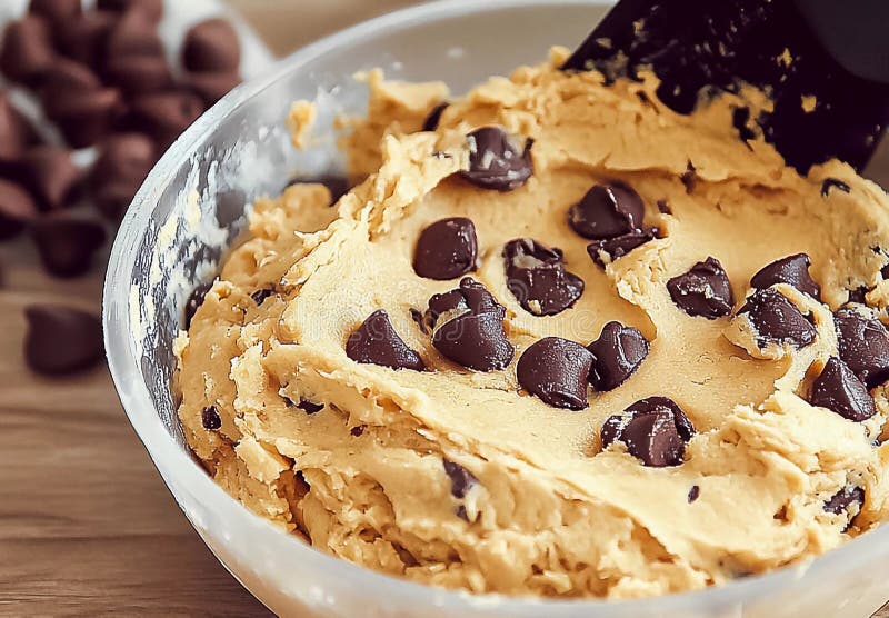 Homemade Chocolate Chip Cookie Dough in Mixing Bowl Prepare for Bake ...