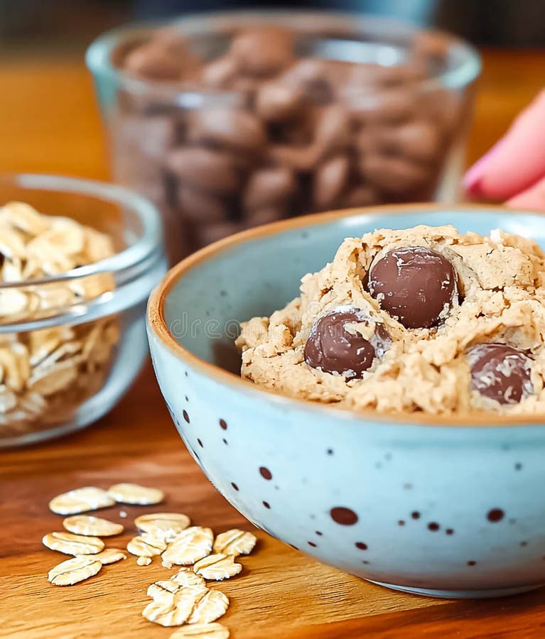 Homemade Chocolate Chip Cookie Dough in Mixing Bowl Prepare for Bake ...