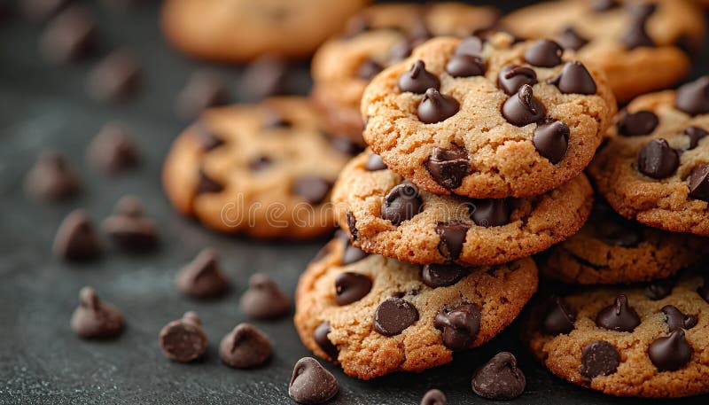 Homemade Chocolate Chip Cookies on Rustic Wooden Table Generated by AI ...
