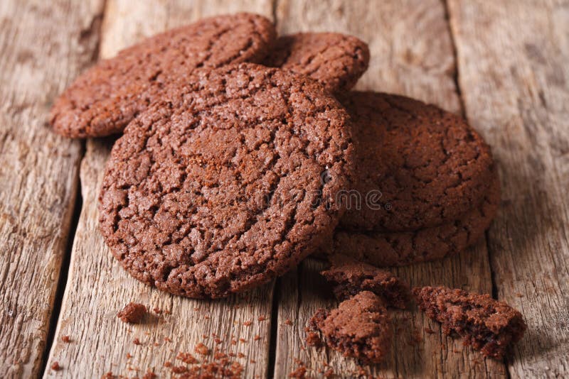 Homemade Chocolate Cookies Close-up on the Table. Horizontal Stock ...