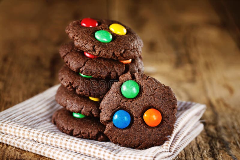 Homemade Chocolate Cookies Decorated with Multi Stock Image - Image of ...