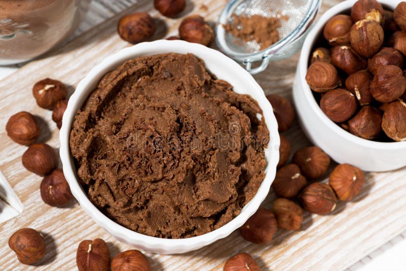 Homemade Chocolate Nut Paste, Top View Stock Photo - Image of delicious ...