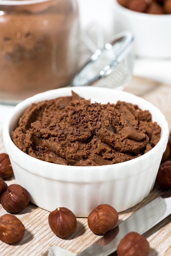 Homemade Chocolate Nut Paste, Vertical Closeup Stock Photo - Image of ...