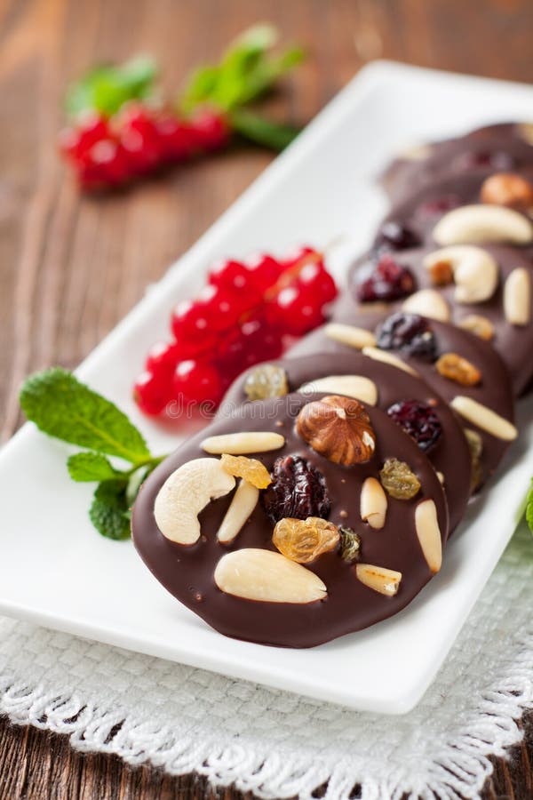 Chocolate Snacks with Nuts and Dried Berries Stock Image - Image of ...