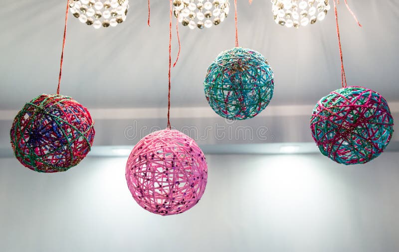 Homemade christmas balls stock photo. Image of strings - 297070240
