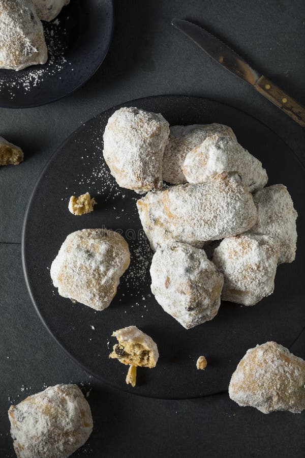 Homemade Christmas Stollen Cake Bites Stock Image - Image of powdered ...