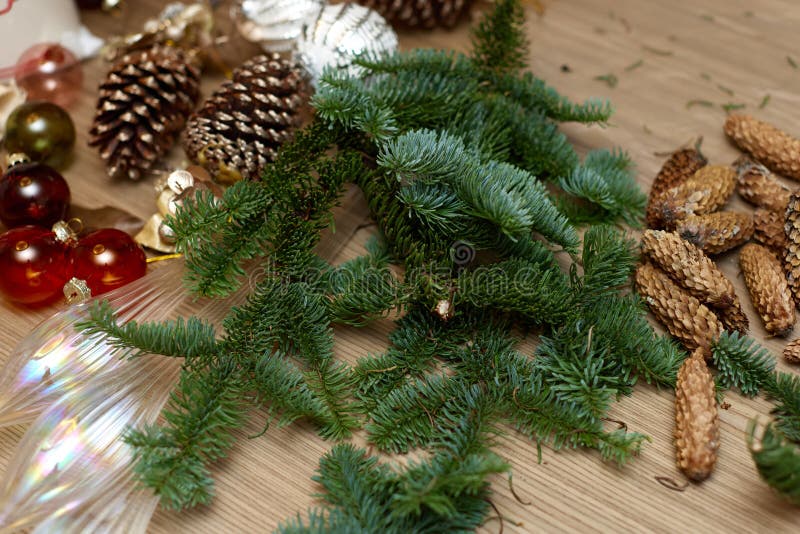Homemade Christmas Tools and Decorations on Table Stock Image - Image ...