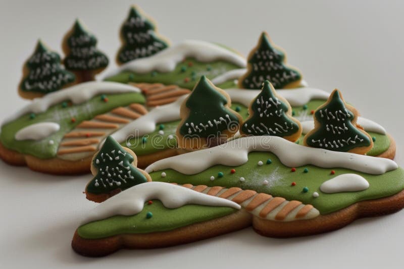 Homemade Christmas Tree Cookies on White Background Stock Photo - Image ...
