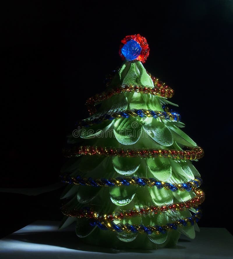 Homemade Christmas Tree. the Tree is Made of Plastic Forks and S Stock ...