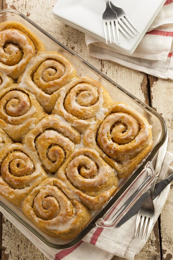 Homemade Cinnamon Roll Sticky Buns Stock Photo - Image of orange ...