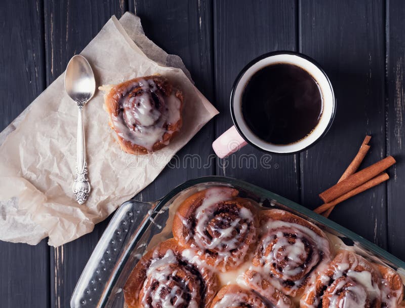 Homemade Cinnamon Rolls and Coffee, Stock Photo - Image of snack, baked ...