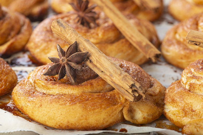 Homemade cinnamon rolls stock photo. Image of fluffy - 246162142