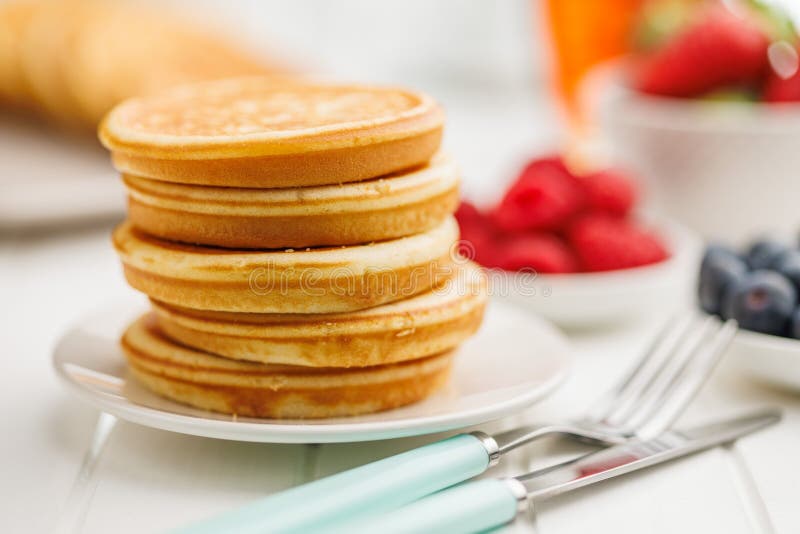 Homemade Classic American Pancakes on Plate Stock Photo - Image of ...