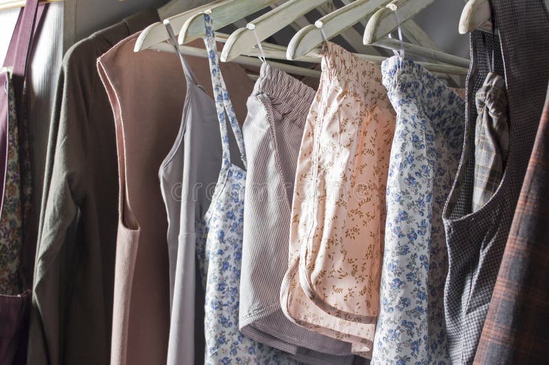 Homemade Clothes of Different Colors Hanging in the Store Stock Photo ...