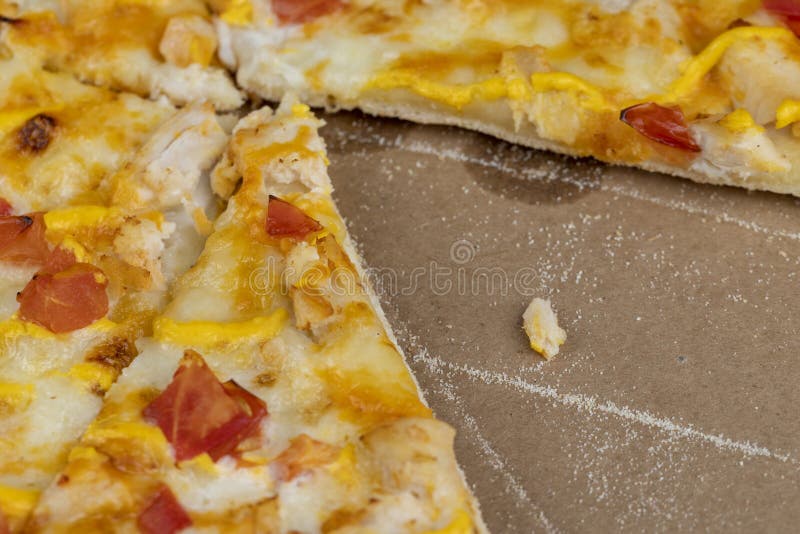 Homemade Cold Pizza with Sauce and Tomatoes Stock Photo - Image of ...