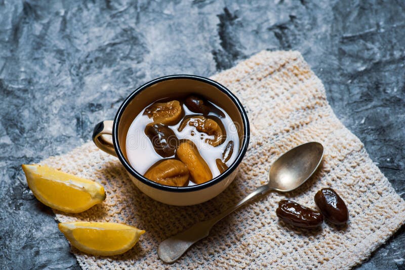 Homemade Compote with Dried Fruit Mix of Dates and Figs with Lemon ...