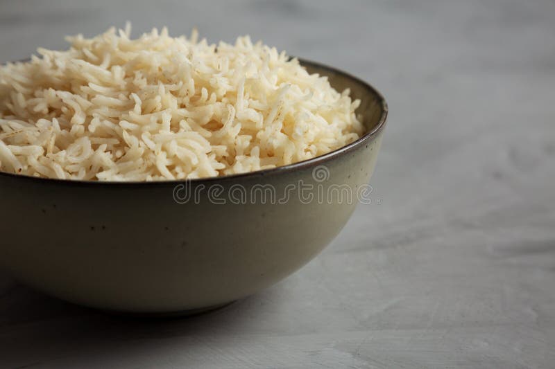 Homemade Cooked Basmati Rice in a Bowl, Side View Stock Image - Image ...