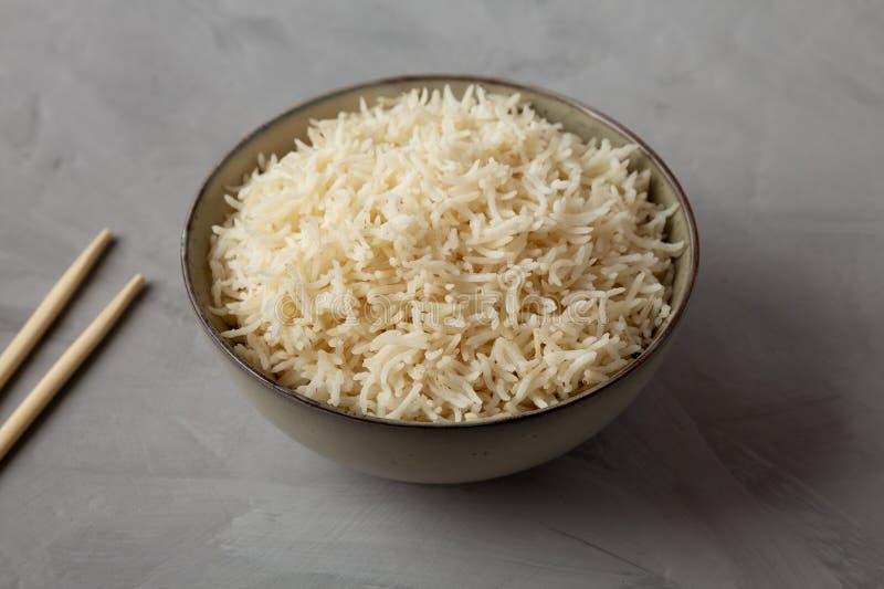 Homemade Cooked Basmati Rice in a Bowl, Side View Stock Image - Image ...