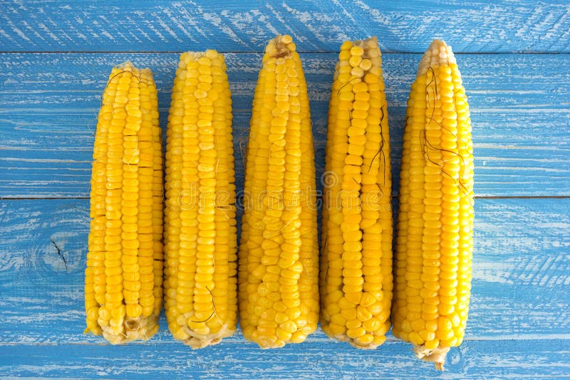 Homemade Cooked Corn. Top View. Stock Image - Image of boiled, summer ...