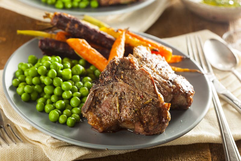 Homemade Cooked Lamb Chops stock photo. Image of grilled - 38579948