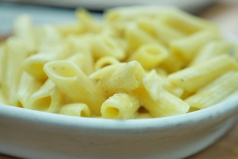 Homemade Cooked Pasta in a Plate on Table . Stock Image - Image of ...