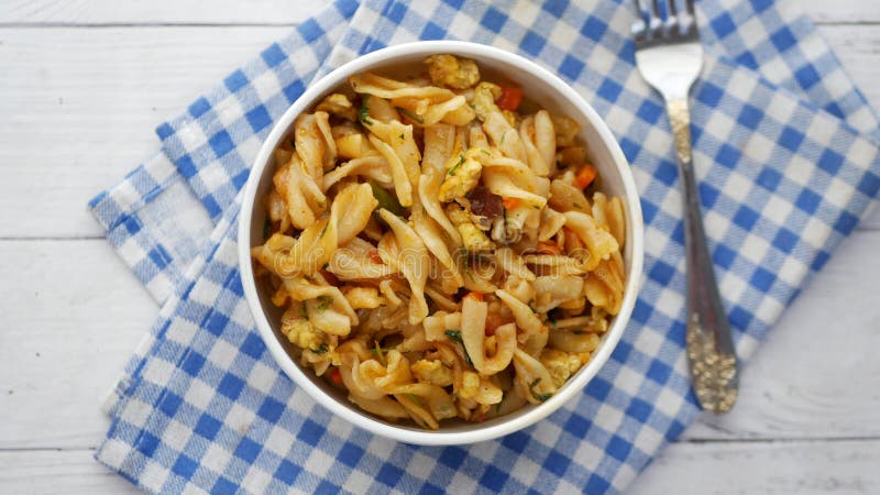 Homemade Cooked Pasta in a Plate on Table . Stock Video - Video of beef ...