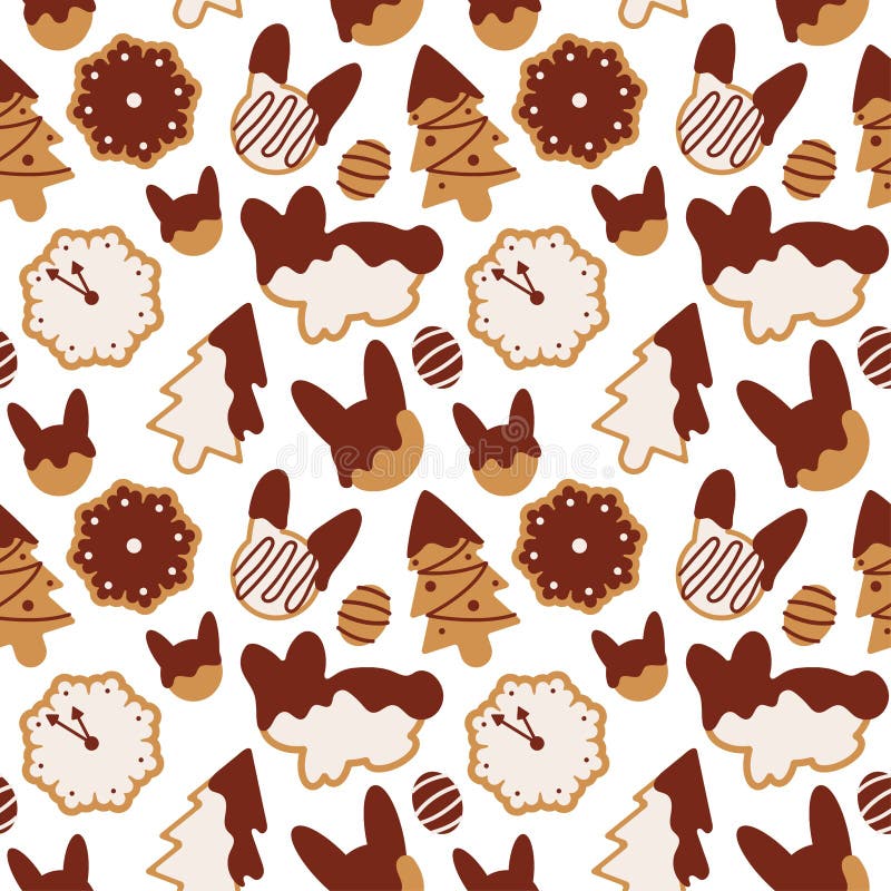 Homemade Cookies in Chocolate and Icing Cartoon Vector Pattern. Stock ...
