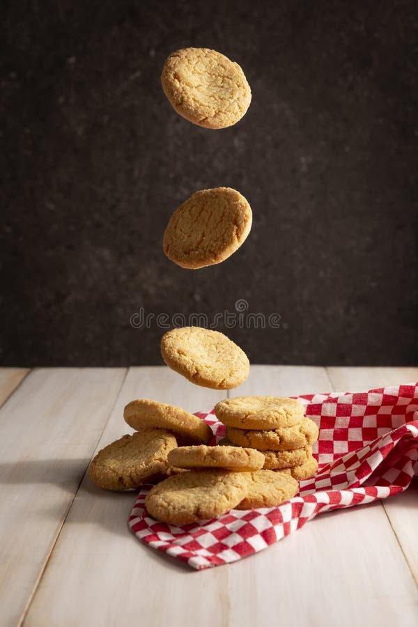 Homemade cookies falling stock image. Image of levitate - 225557515