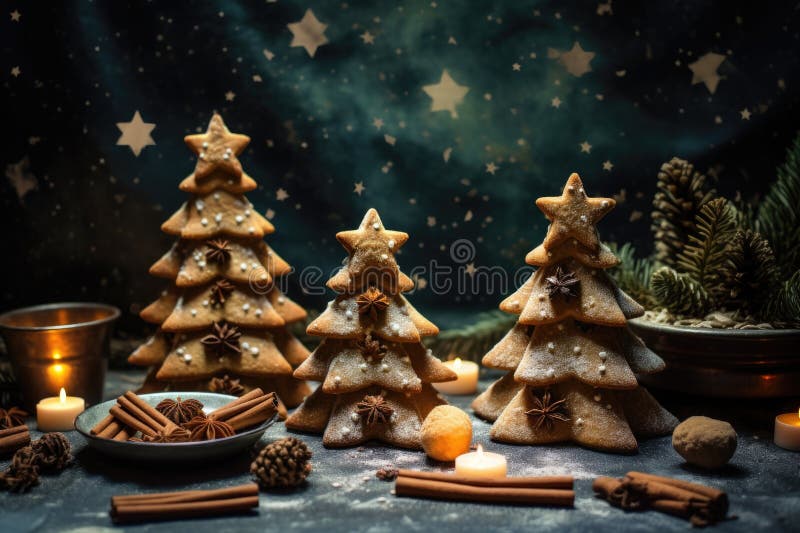 Homemade Cookies with Star, Bell, Tree Shapes Stock Illustration ...