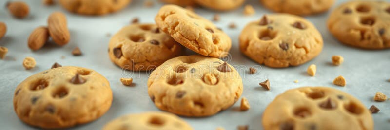 Homemade Cookies on a Surface with Chocolate Chips and Nuts, Showcasing ...
