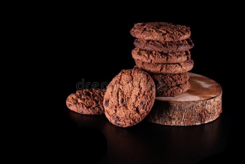 Homemade Cookies on Wooden Base with Dramatic Lighting Stock Photo ...
