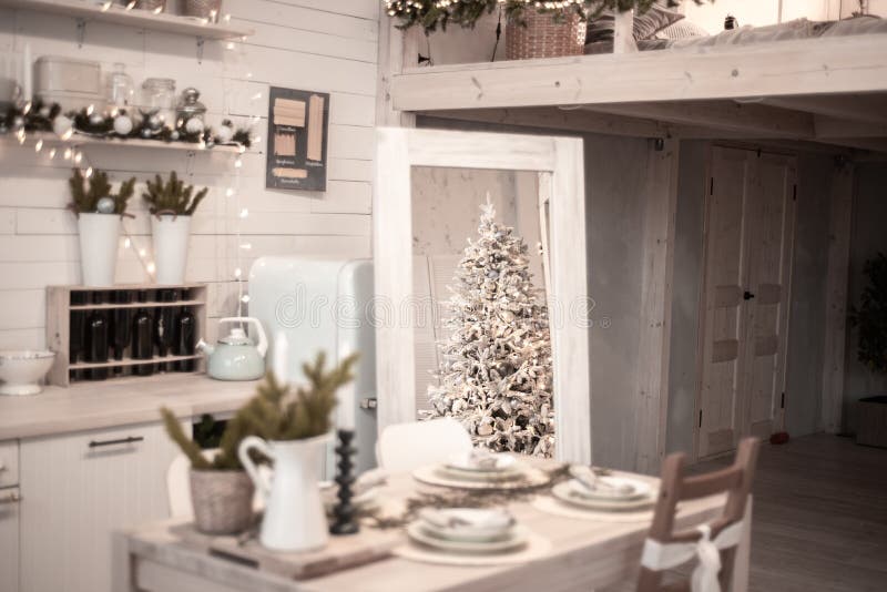 Homemade Cooking. Modern Kitchen Interior Design.Happy New Year. Stock ...